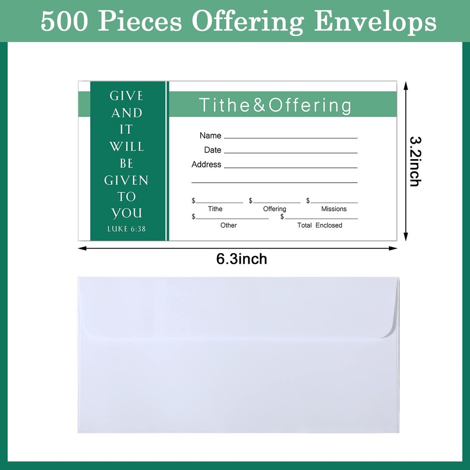 500 Count Tithes and Offering Envelopes for Church Offering Donation ...