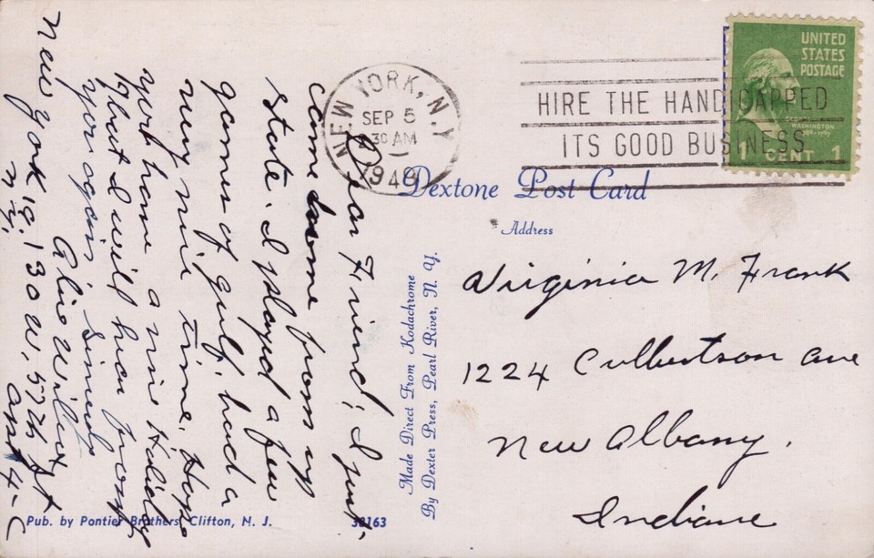 Vintage Postcard Bear Mountain Bridge New York postmark 1948 NY Dextone ...