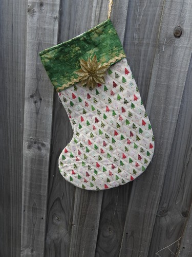 Ugly Christmas Stocking Quilted - large size - lined - decorated ...