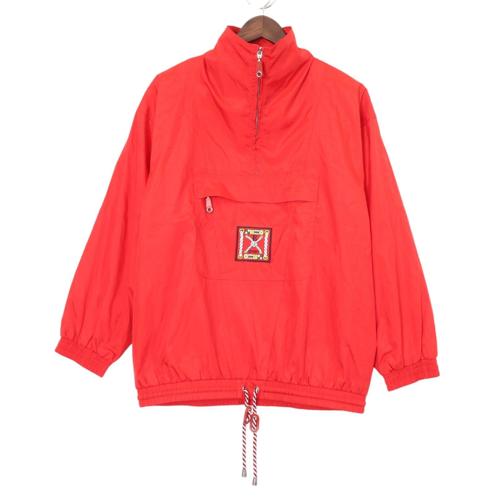 halfzip red nylon jacket from Japan sporty outfit - Gem