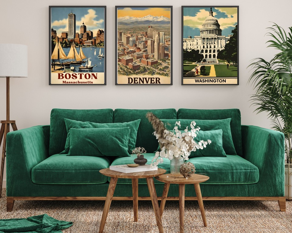 Digital set of 20 Retro US Cities Travel Posters 60s | JPG 300 DPI ...