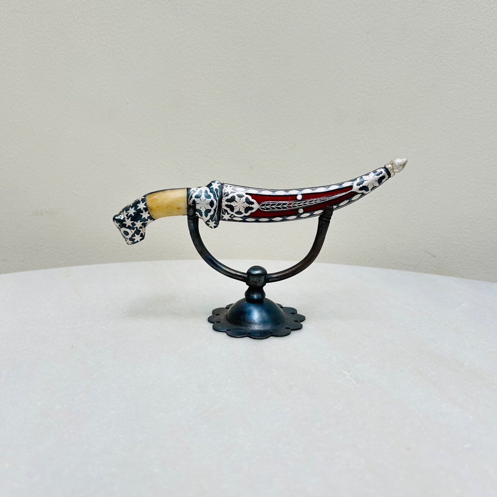 Indian handcrafted tiger dagger with silver koftgari & scabbard ...