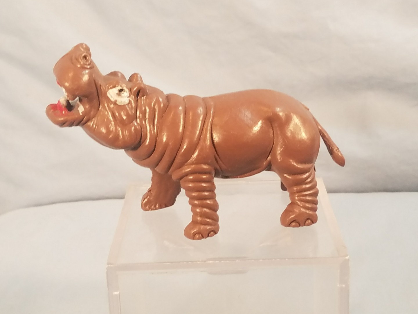Hard Plastic Hippopotamus Hippo Figurine Made in Hong Kong Brown approx ...