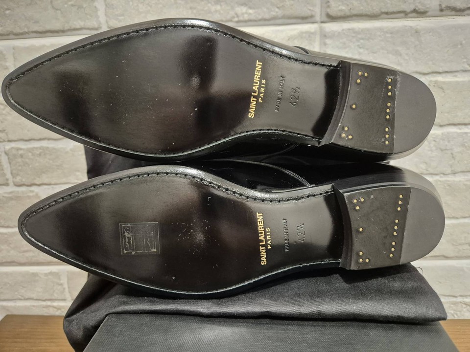 Authentic New Saint Laurent Paris YSL Noir Patent Leather Formal Shoes ...