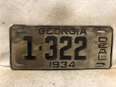 Vintage 1934 Georgia Dealer License Plate | eBay