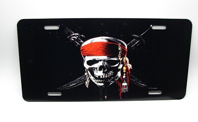 SKULL PIRATE METAL CAR NOVELTY LICENSE PLATE AUTO TAG PIRATES OF ...