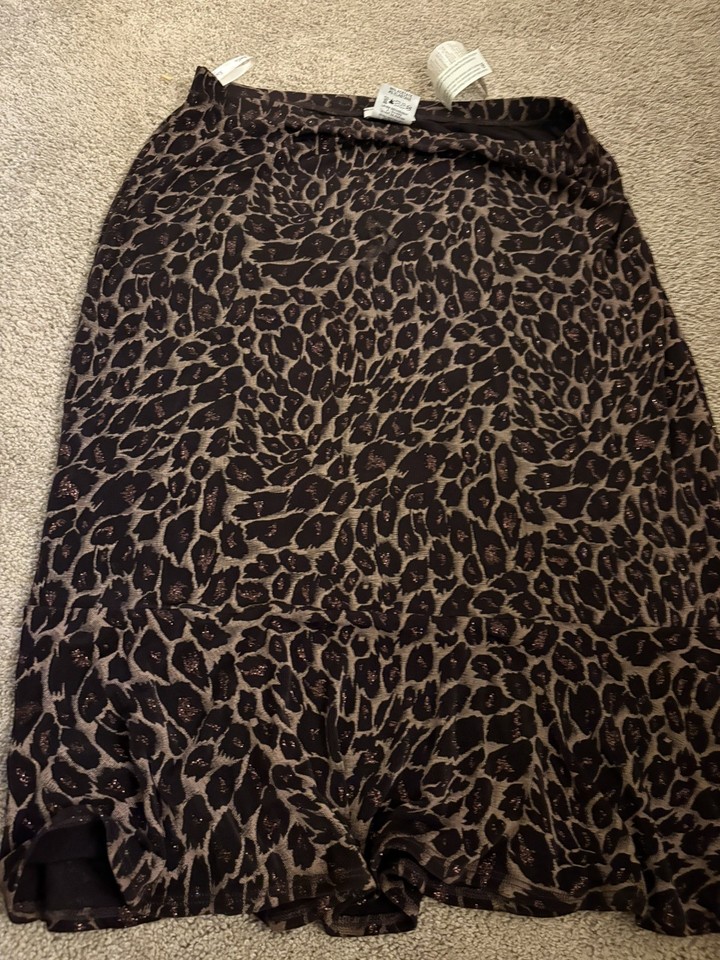 Kim & Co Kim and co QVC Womens 3 piece set co ord top Skirt Xl Leopard ...