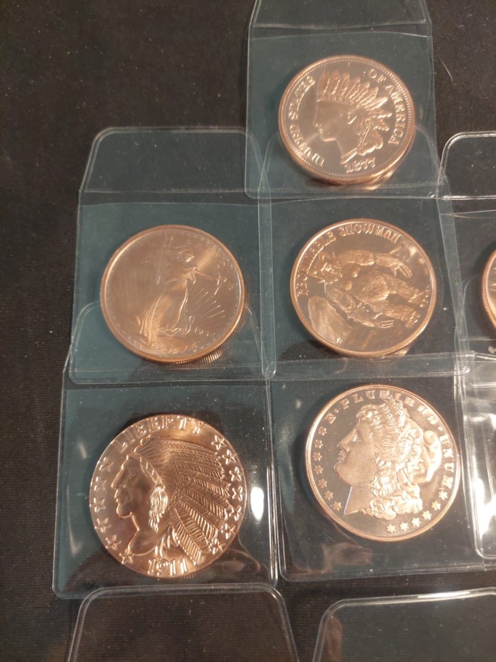 Lot Of 10 1 Oz Copper Rounds. All Different Designs One Colorized | eBay
