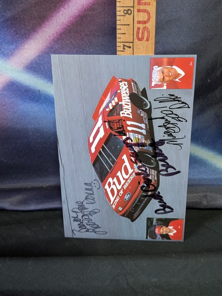 Vtg 90s Geoff Bodine Junior Johnson Budweiser NASCAR Postcard 1991 Bud ...