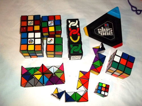 10 vtg Brain Teaser puzzles Rubik's Cubes 9x9 4x4 Missing Link MB Plus ...