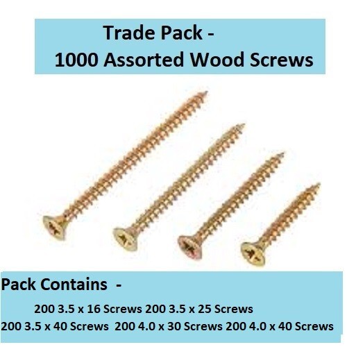 Screws Multi-Purpose - Mixed Length Trade Pack 1000 Pozi Flat Head Wood ...