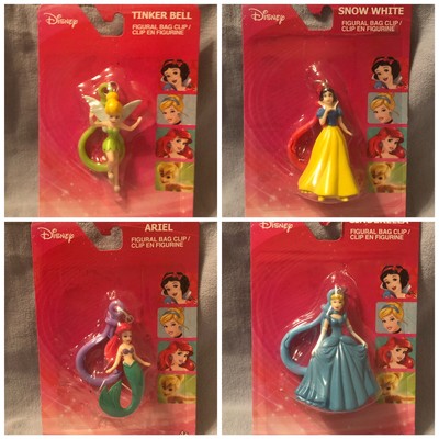 DISNEY PRINCESS Figural Bag Clips Lot 4 Tinker Bell Ariel Cinderella ...