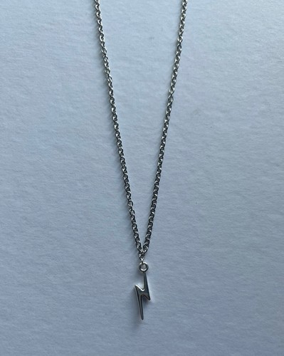 18” Silver Lightning Bolt Rocker Dainty Small Pendant Layering Charm ...