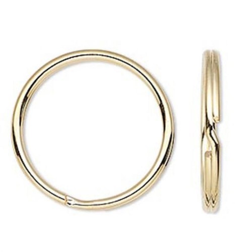 Bulk Shiny Gold 14K Plated 28mm Key Chain Jewelry Split Ring Findings ...