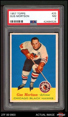 1957 Topps #25 Gus Mortson Blackhawks PSA 7 - NM | eBay