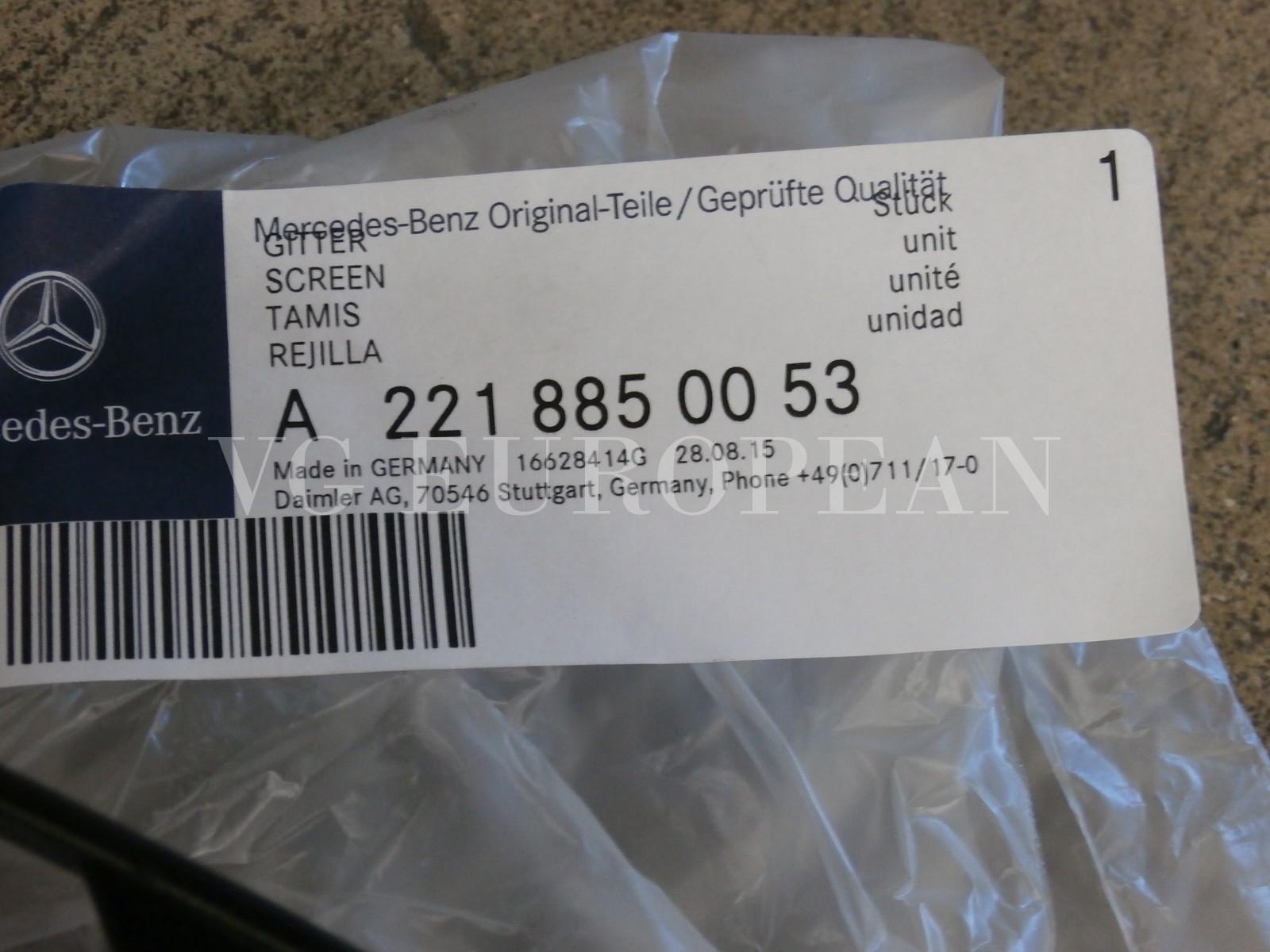 2007-2009 Mercedes-Benz W221 Genuine AMG Front Bumper Cover Center Mesh ...