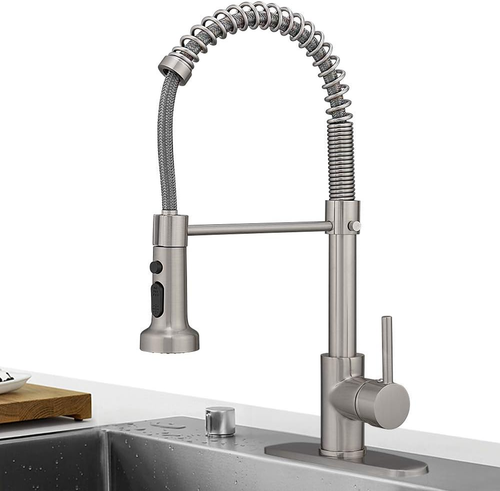 Brass Spring Kitchen Faucet with Pull down Sprayer with Cover Plate, Rv ...