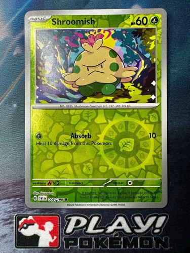 Shroomish 003/198 Reverse Holo SV1en Scarlet & Violet Base Set Pokemon ...
