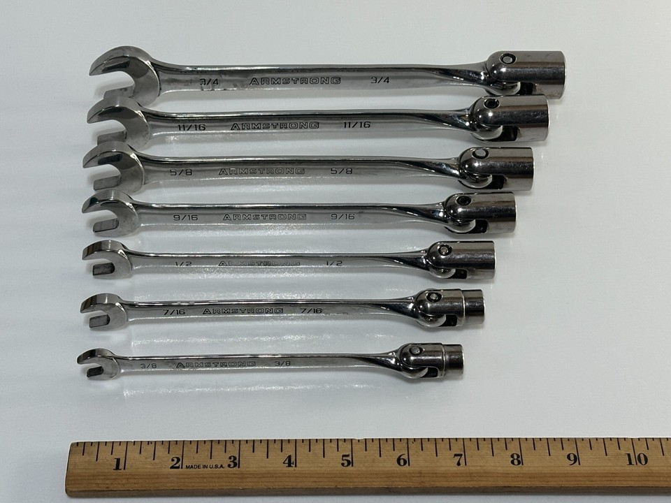 Armstrong Tools USA 7pc SAE 3/8-3/4 Flex Head Combination Wrench Set ...