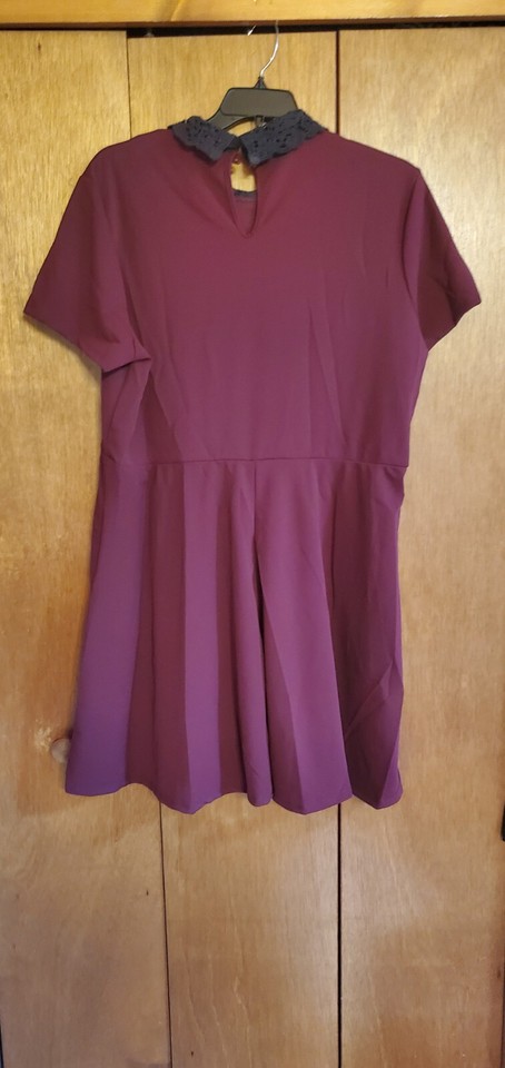 Hot Topic Burgundy & Black Lace Collar Skater Dress Size 3X New W/Tags ...