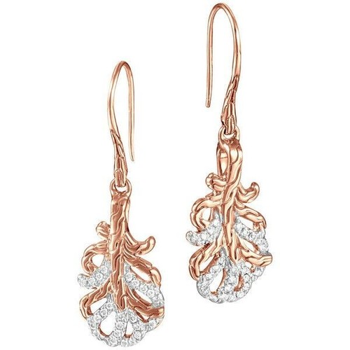 John Hardy 18K ROSE Gold & DIAMOND 0.35 TCW Dangle FISH Hook EARRINGS ...