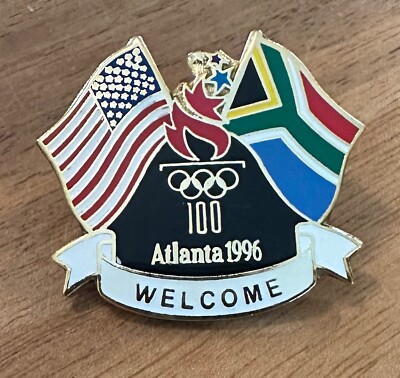 Atlanta 1996 "Welcome" South Africa USA Flags Olympic Pin | eBay