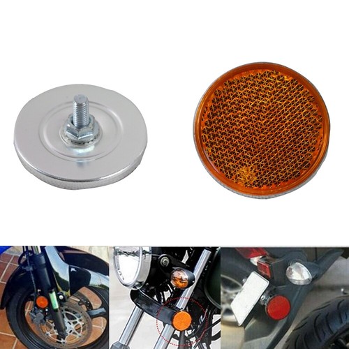 Yellow Number Plate Rear Reflective Reflectors Bolt on Motorcycle Bike ...
