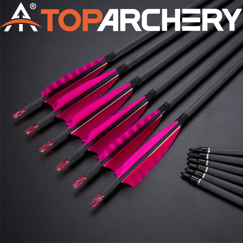 6-PACK 32" Carbon Arrows SP400 True Feathers Compound Recurve Bow ...