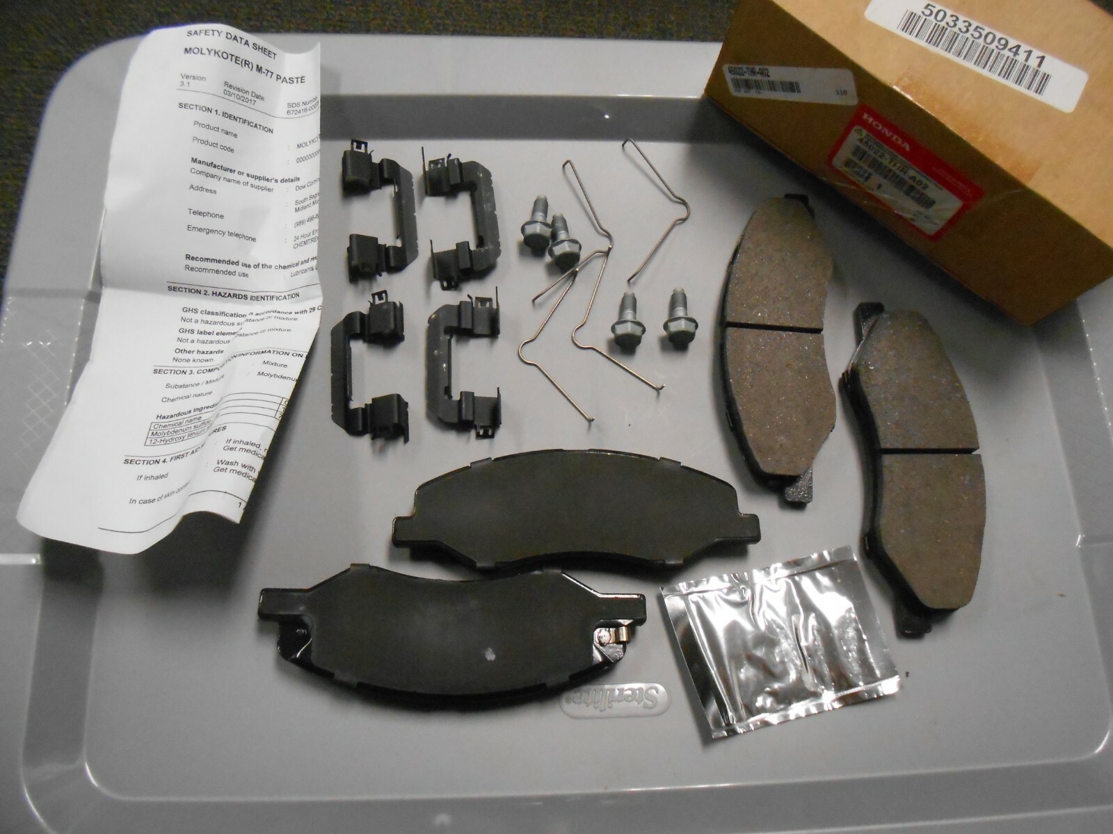 NOS Genuine Honda OEM Front Disc Brake Pad Set 2018-2020 Odyssey 45022 ...