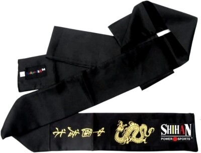 Kung Fu Sash Black with Dragon Print Satin 300cm for Men/Women Black ...