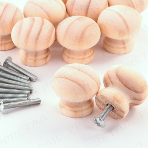SMALL CABINET PULL 20x Natural Pine Door Knobs 30mm Drawer Unstained ...