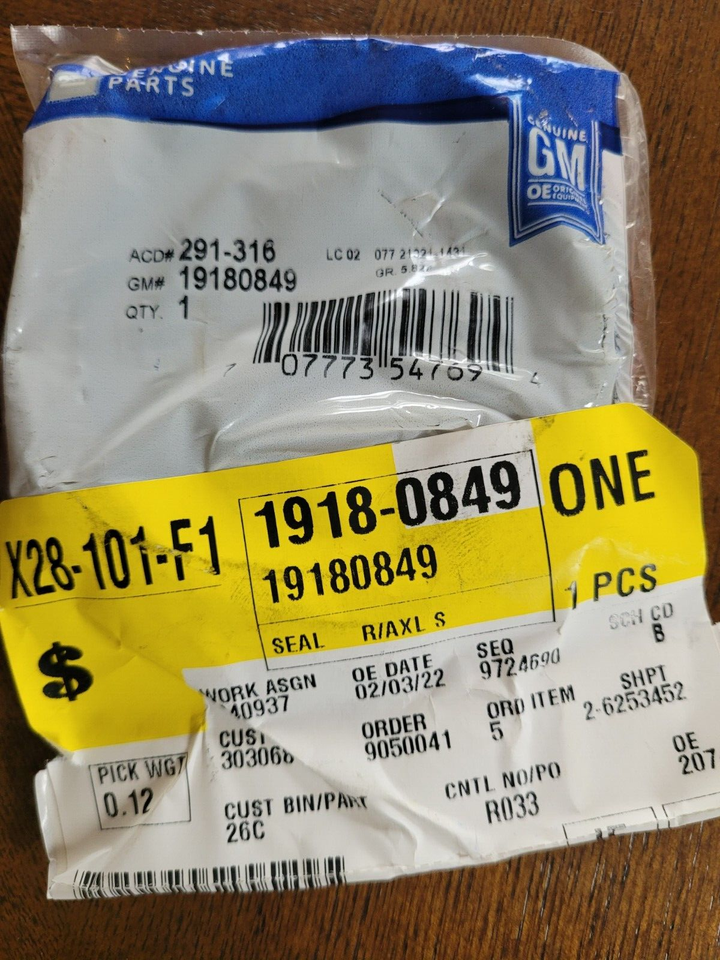 Genuine GM Rear Axle Seal 19180849 ACDelco 291-316 OEM NEW | eBay