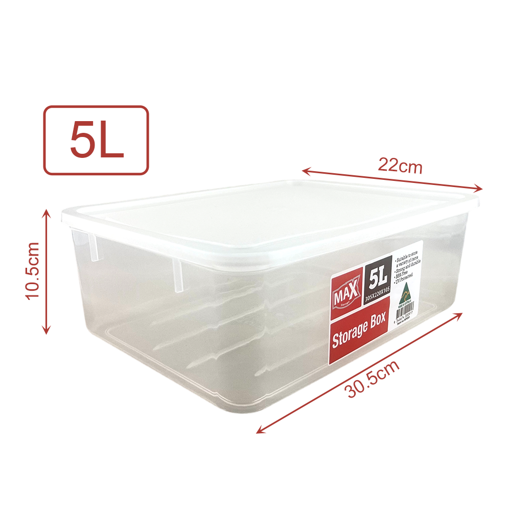 12X 5Litre Storage Container Food Plastic Tub Boxes Australian Made ...