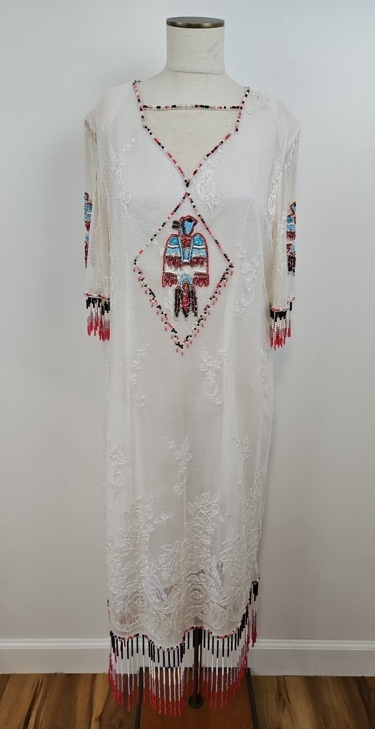 Rare VTG Odeon Southwestern Beaded Fringe Dress Weara… - Gem