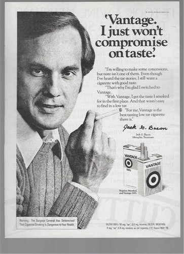 Vantage Cigarettes Jack G. Bacon & Cutty Sark Scotch 1978 Old Vintage ...