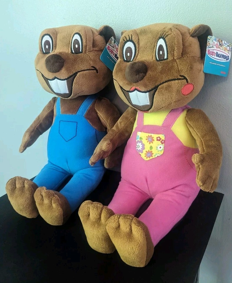 Busy Beavers Plush Billy & Betty Beaver 14” Stuffed Animal Set New With ...