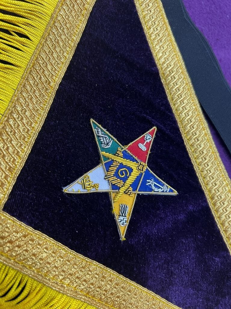 OES WORTHY PATRON /MATRON MASONIC APRON AND CHAIN COLLAR IN DARK PURPLE ...