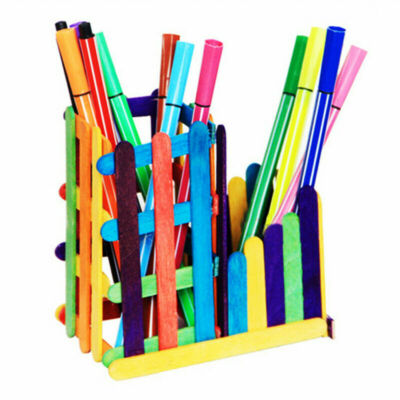 100/ 200/ 300 pc Rainbow Craft Sticks Coloured Paddle Pop Stick 11.5cm ...