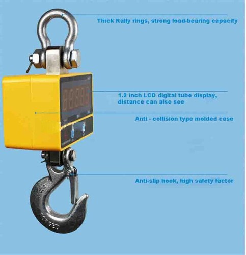 1T / 0.2KG High-precision Electronic Weighing Scales LCD Display Crane ...
