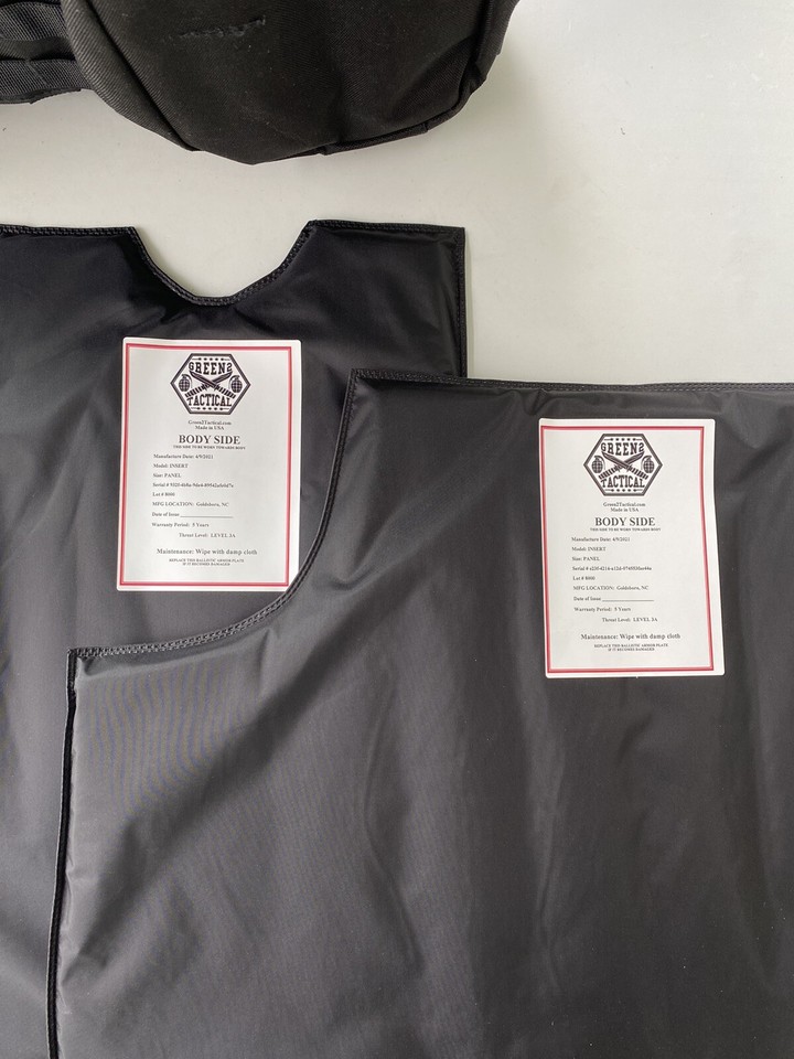 Level 3a Soft Armor Inserts For Vest. Lightweight Armor For Green2 ...