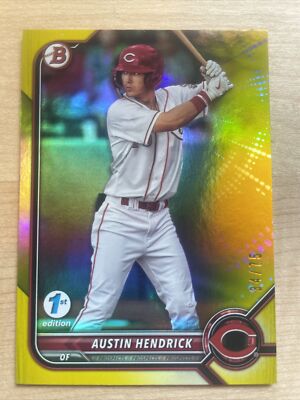 2022 Bowman Draft Baseball Chrome Yellow Foil Austin Hendrick 47/75 ...