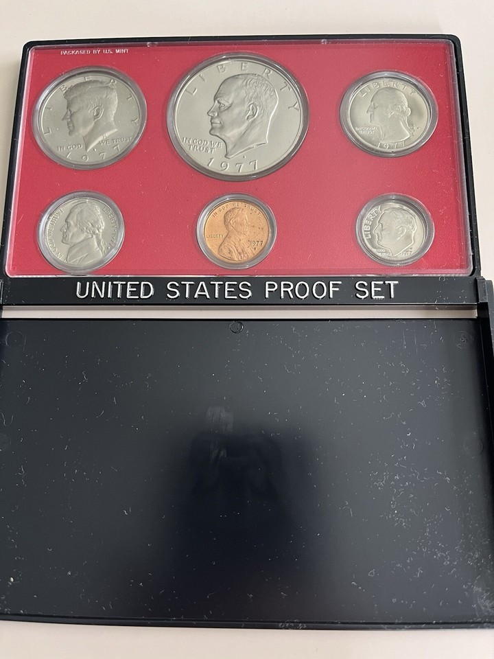 1977 Proof set CN-Clad Eisenhower Ike Dollar Kennedy- (OGP) 6 coins (B2 ...