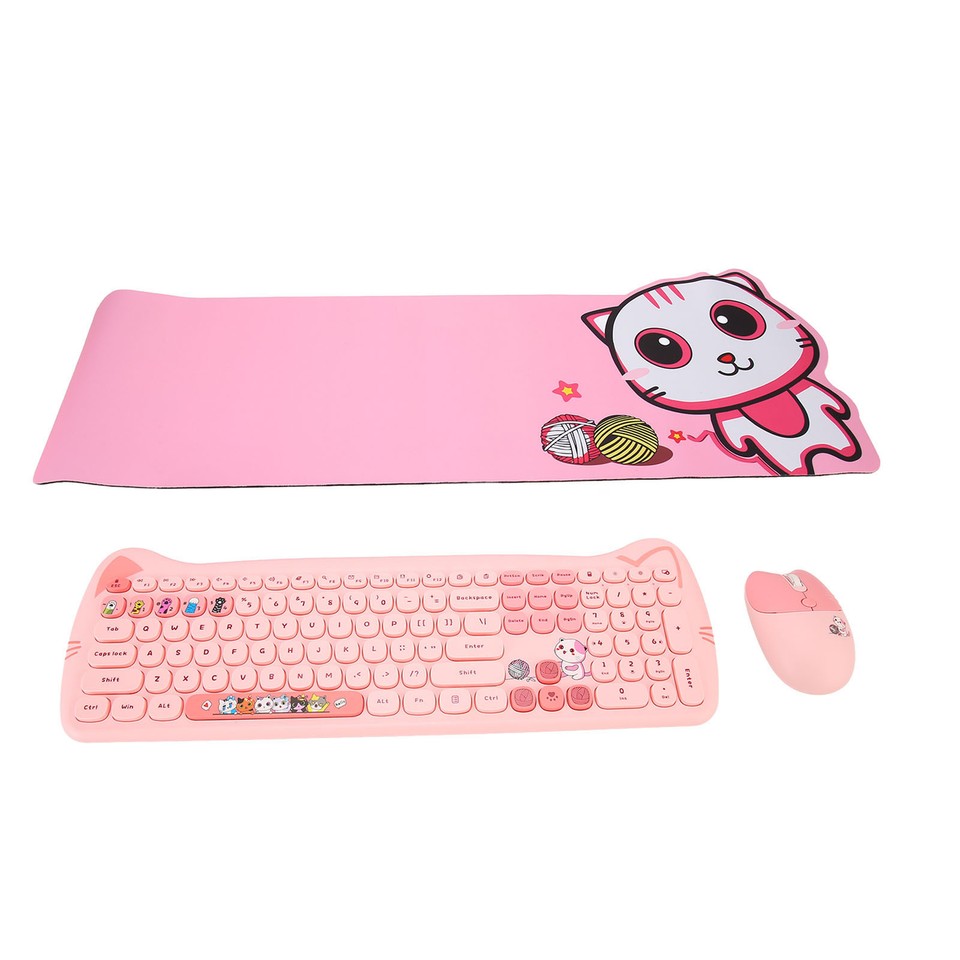 Cute Wireless Keyboard And Mouse Combo Kitten Themes Kawaii Keyboard | eBay