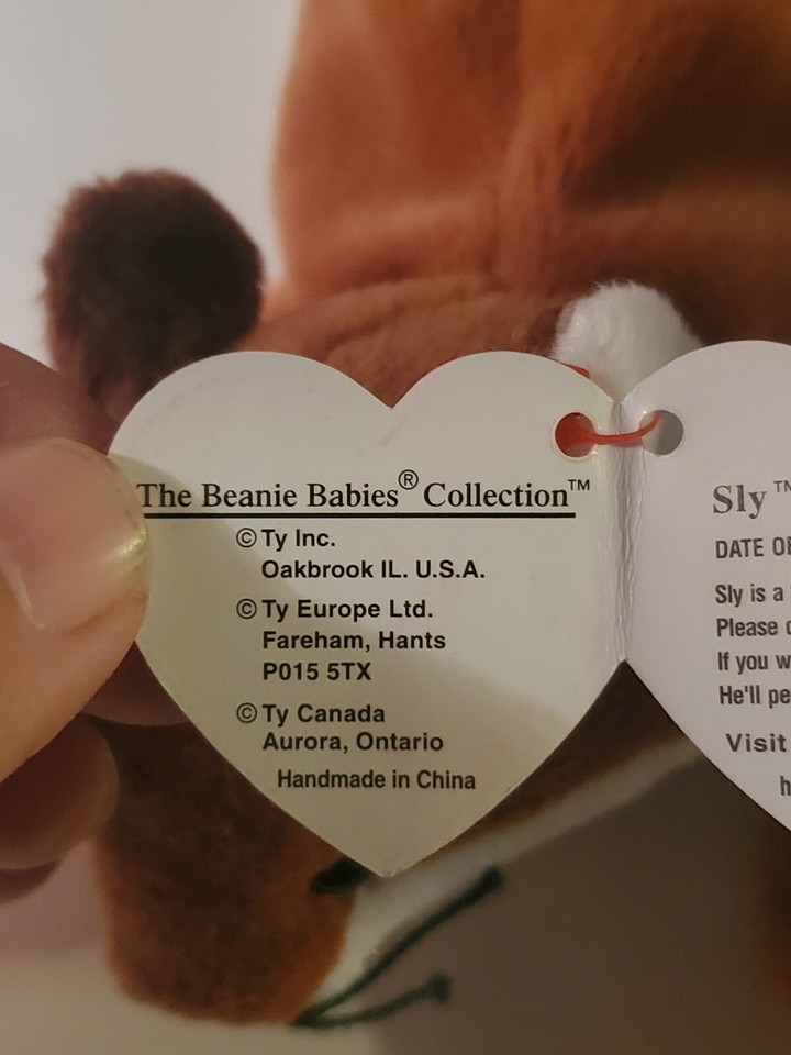 RARE 1996 Sly the fox Beanie Baby Style 4115 PVC Pellets and Tag ...