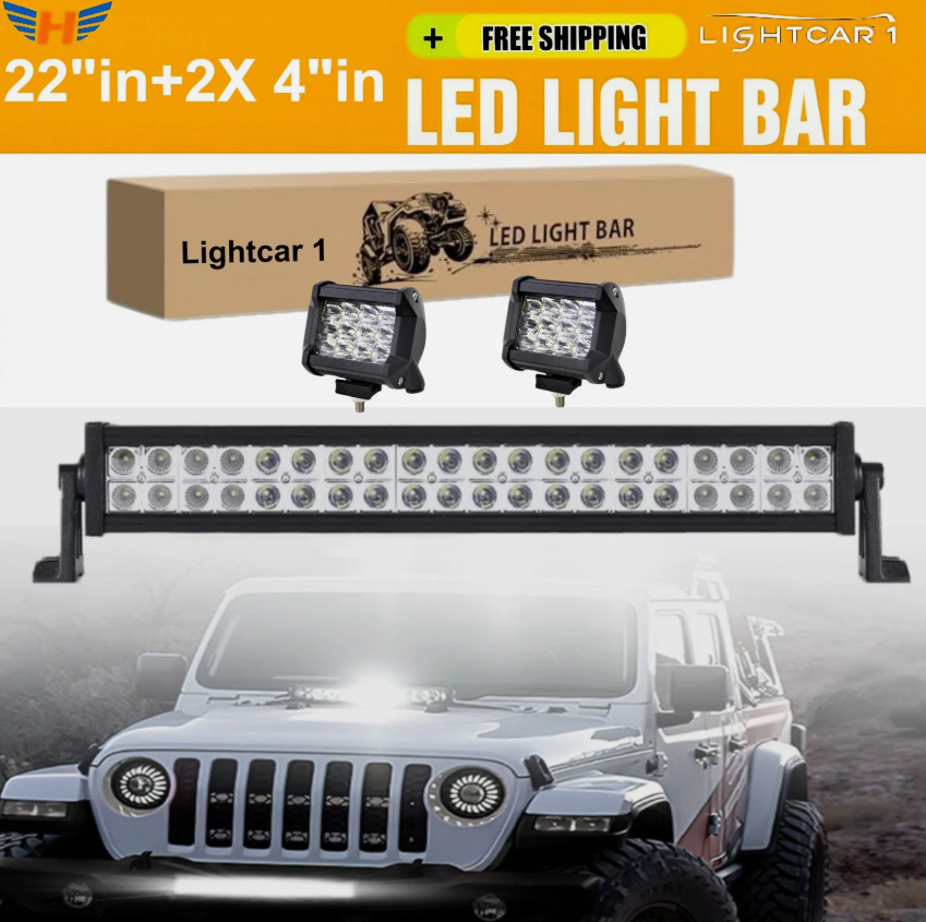 22"inch 1200W Led Light Bar Dual Row Spot Flood Combo Work 4WD Truck ...
