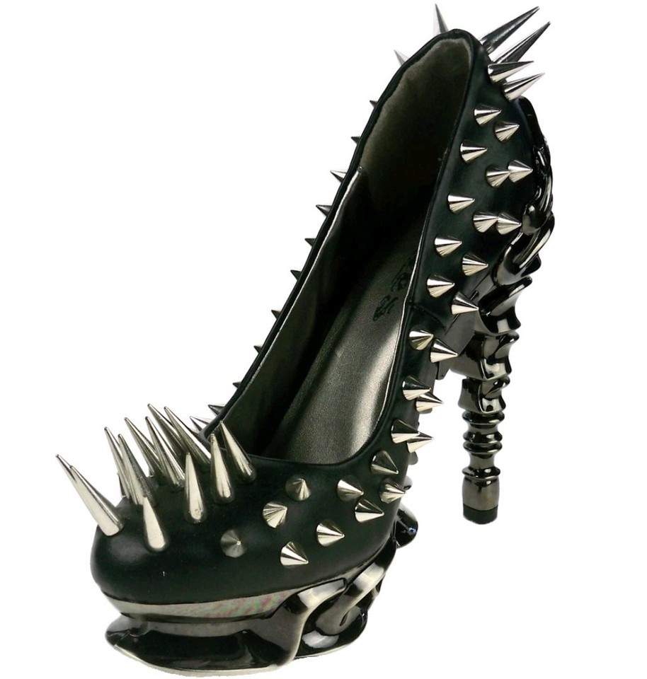 Hades ZETTA Spiked Black Pumps Short & Long Spikes High Molded Heels ...