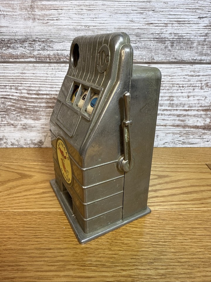 Jack Pot bank pot metal Las Vegas slot machine 10 Cent cowboy Vintage ...