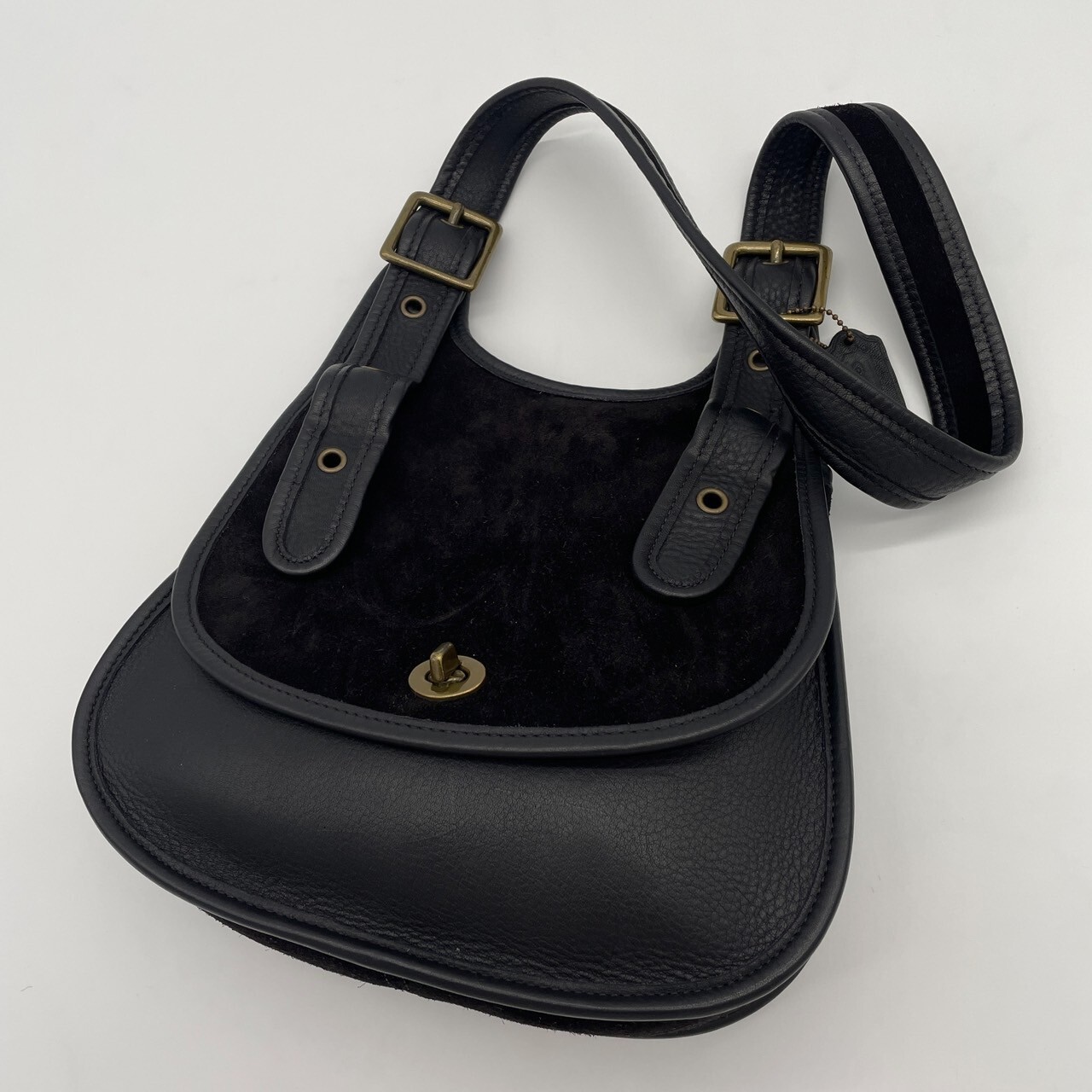 [RARE] Vintage Coach Crescent Suede Saddle Bag Purse … - Gem