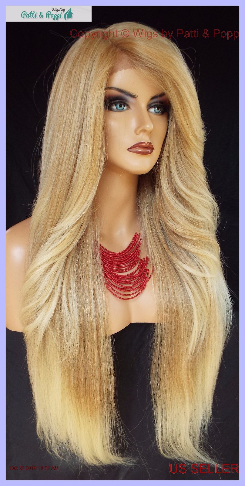 25" LONG LACE FRONT DEEP CPART HIGH HEAT SAFE WIG COLOR T27.613 SEXY ...