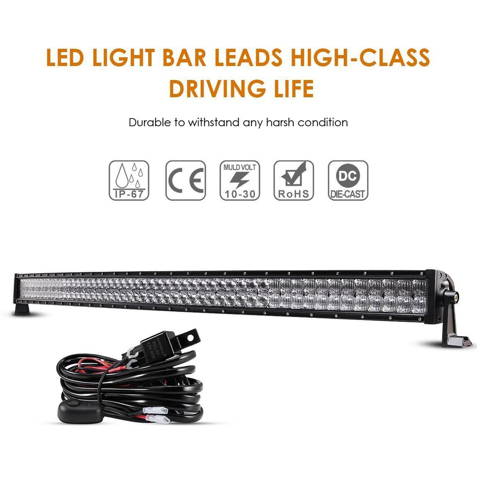 AUXBEAM 50"inch 288W 5D Curved LED Light Bar Combo For 16-UP Honda ...